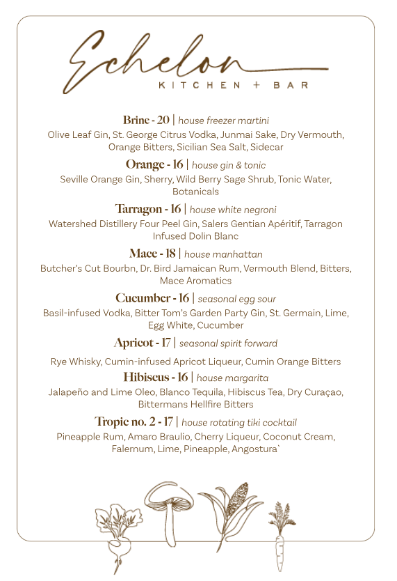Echelon Kitchen & Bar | Seasonal Menus & Curated Pairings
